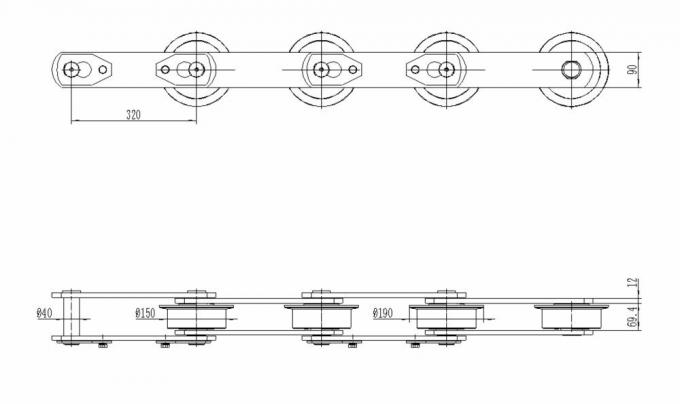Custom F Flanged Roller Heavy Duty Conveyor Chains