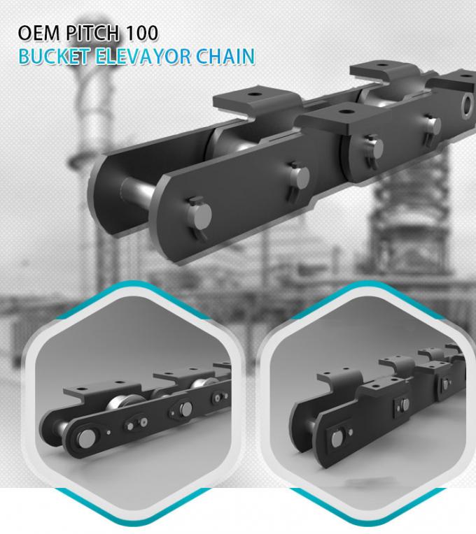 Custom Pitch 100mm Bucket Elevator Conveyor Chain With Attachments Anti ...