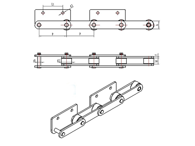 ZYL1500 ZYL2000 Heavy Duty Conveyor Chain Double Pitch Stacker ...