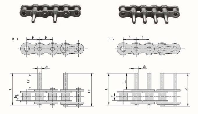 Short Pitch Stainless Steel Conveyor Roller Chain With Extended Pin