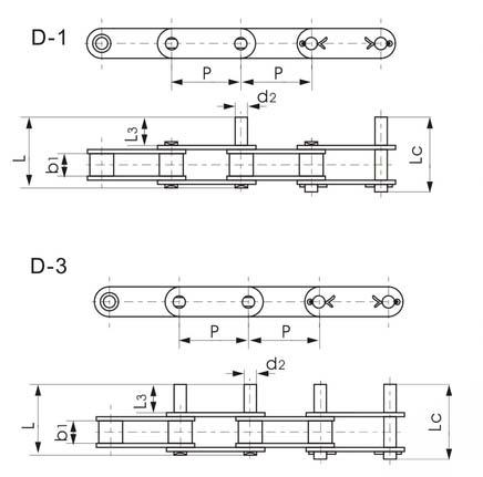 C2060 C2080 Double Pitch Conveyor Chains With Extended Pins